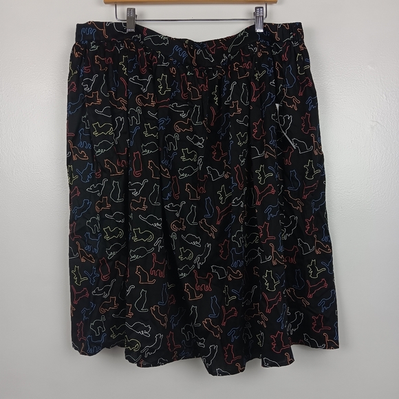 Modcloth | Skirts | Modcloth More Than Charming Cotton Skirt Black Cat ...